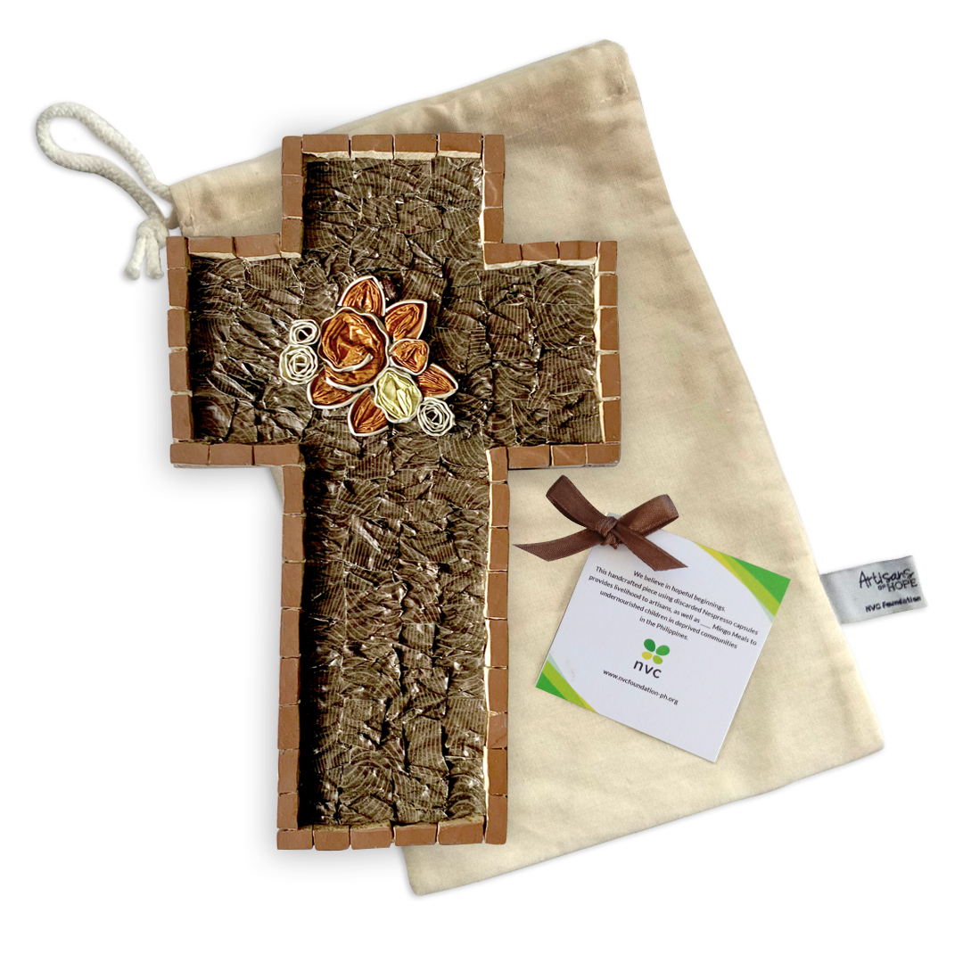Large Mosaic Cross - Coffee Capsule (A) - NVC Foundation - A Philippine ...