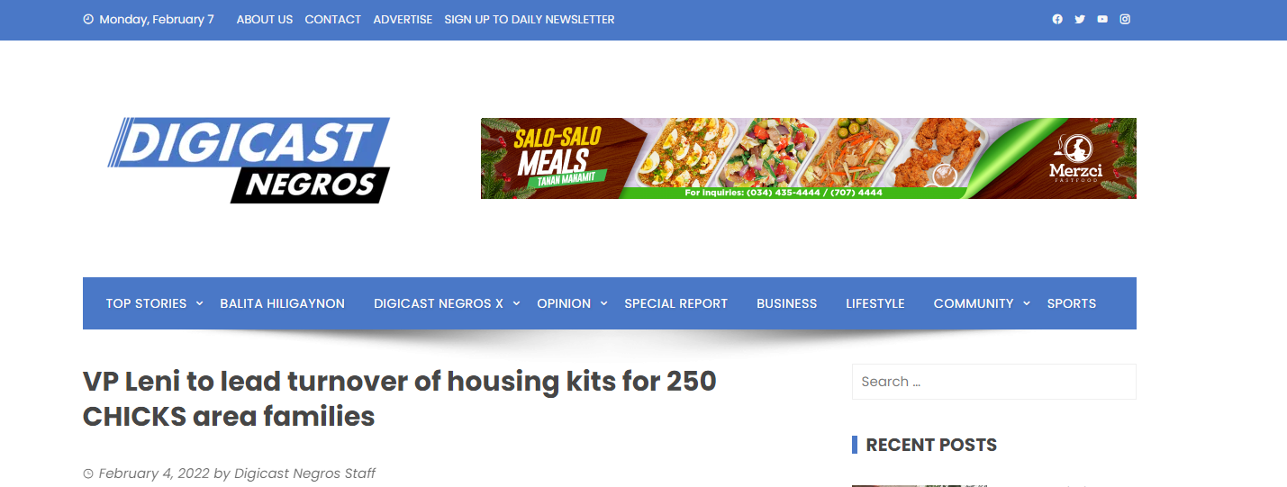 Digicast Negros - VP Leni to Turn Over Housing Kits for 250 CHICKS Area ...