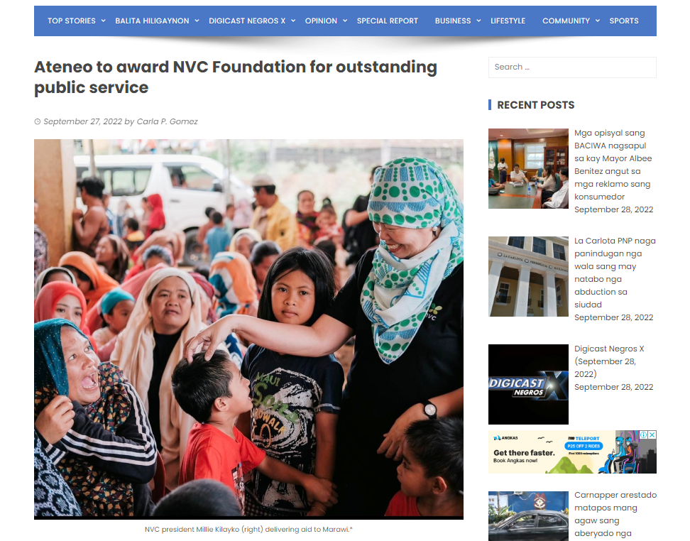 Digicast Negros: Ateneo to Award NVC Foundation for Outstanding Public Service - NVC Foundation ...