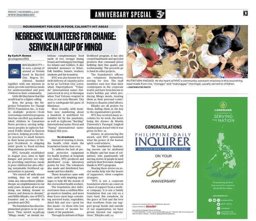 Philippine Daily Inquirer: Negrense Volunteers for Change: Service in a ...