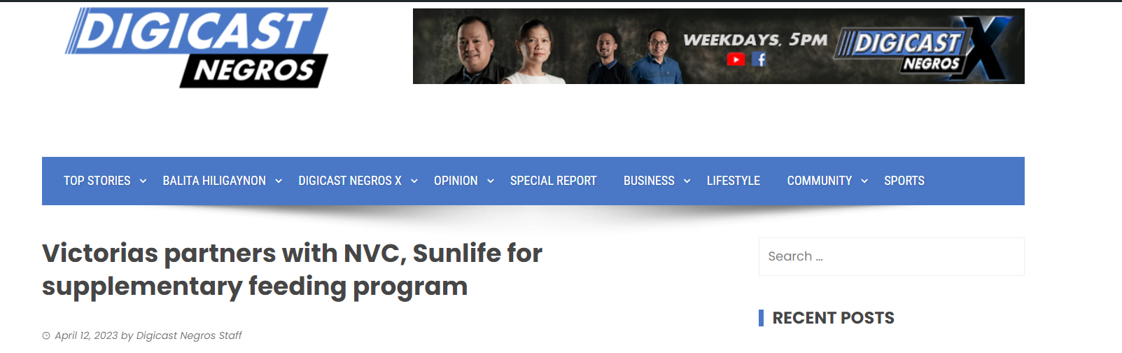 Digicast Negros: Victorias Partners with NVC, Sunlife for Supplementary Feeding Program - NVC ...