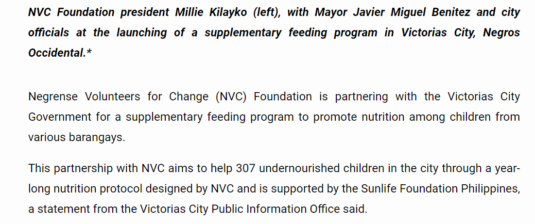 Visayan Daily Star: LGU, Private Sector Join Hands in Victorias Feeding ...