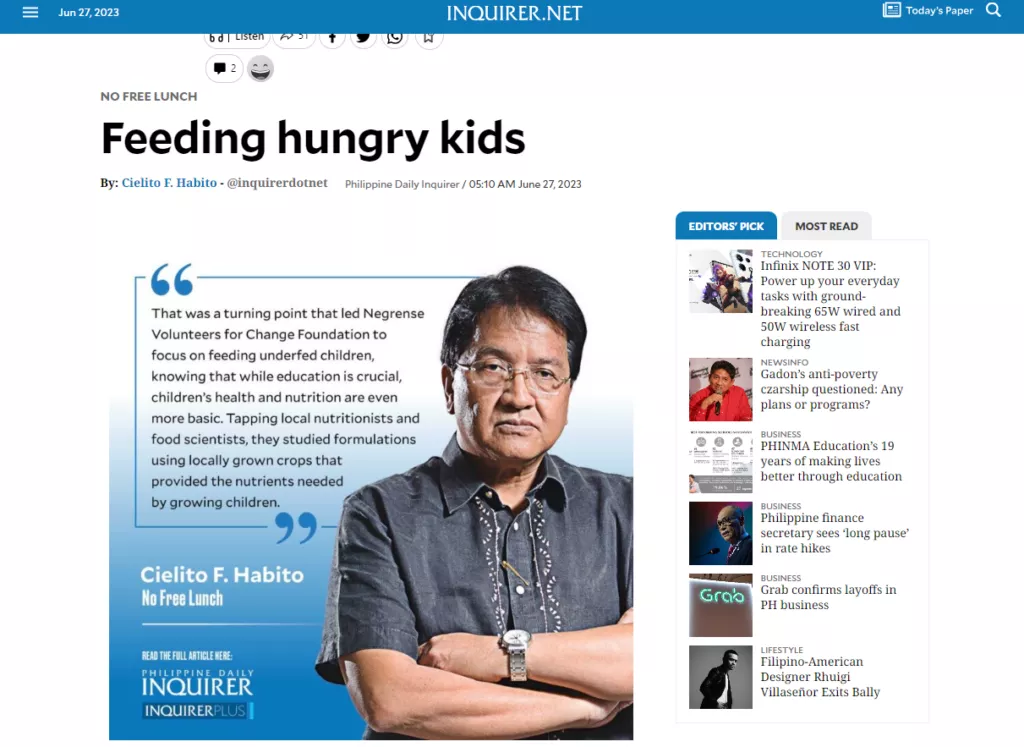 Inquirer.net: Feeding Hungry Kids - NVC Foundation - A Philippine Charity