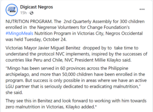 Digicast Negros: Nutrition Program - NVC Foundation - A Philippine Charity