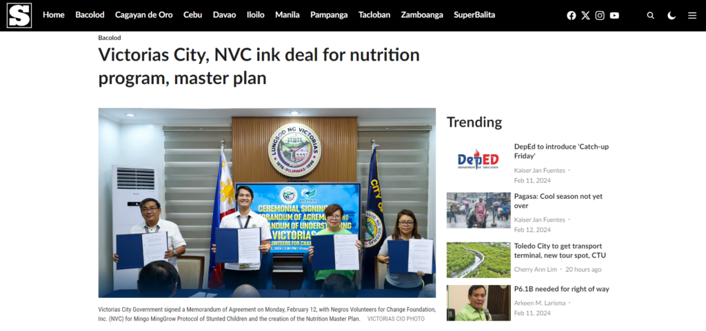 Sunstar.com.ph: Victorias City, NVC Ink Deal for Nutrition Program, Master Plan - NVC Foundation ...