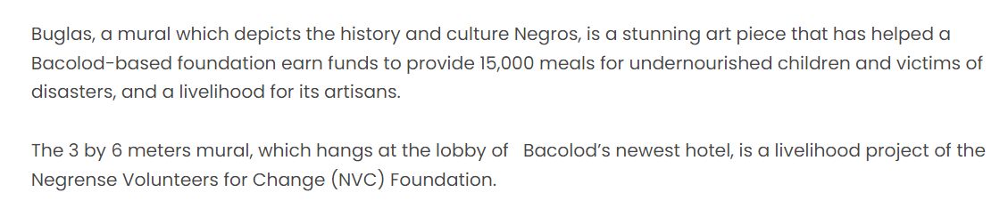 Digicast Negros: 'Buglas' Mural Depicts Negros History, Helps NVC Feed Undernourished Kids - NVC ...